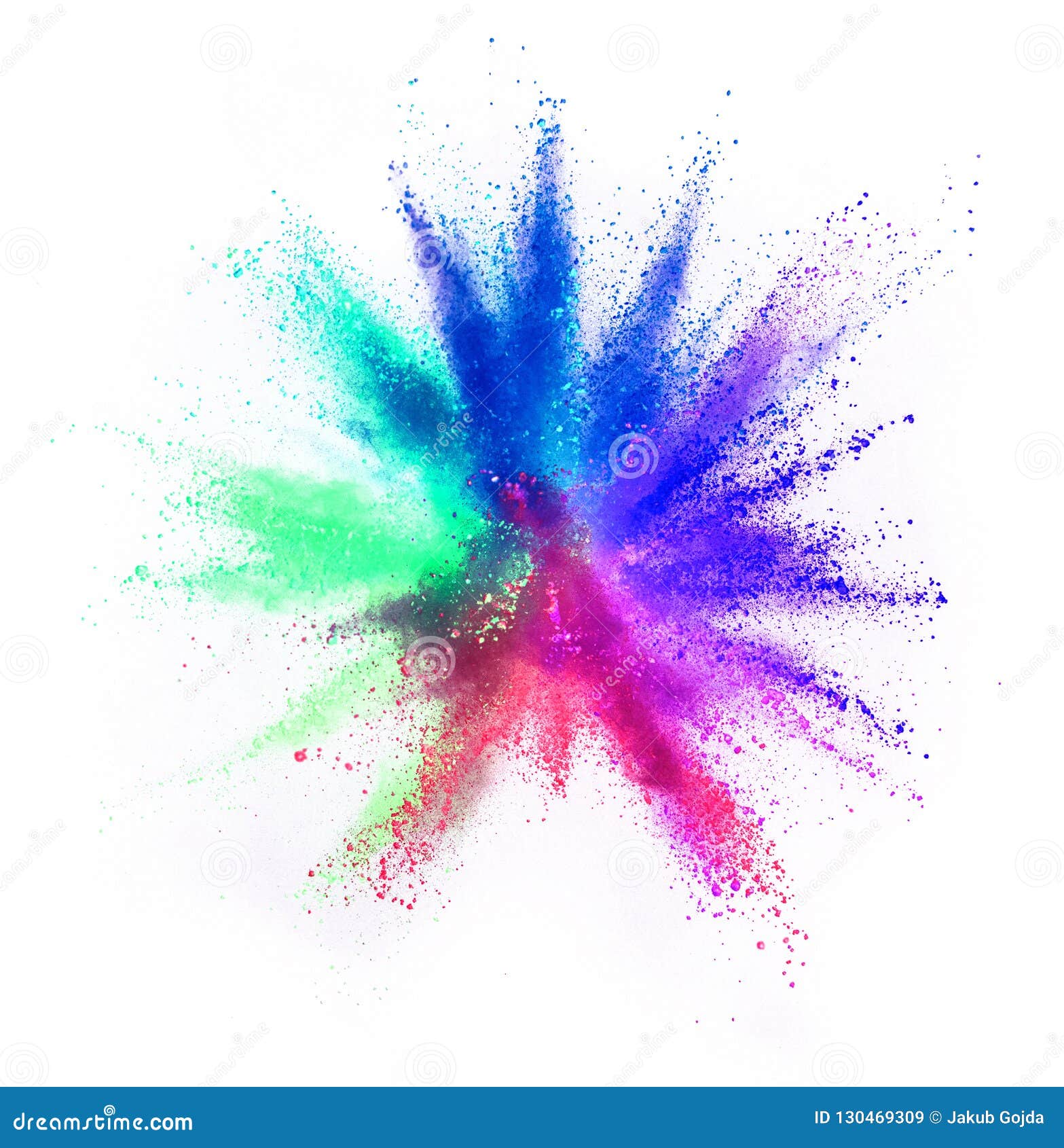 Colored Powder Explosion on White Background Stock Image - Image of ...