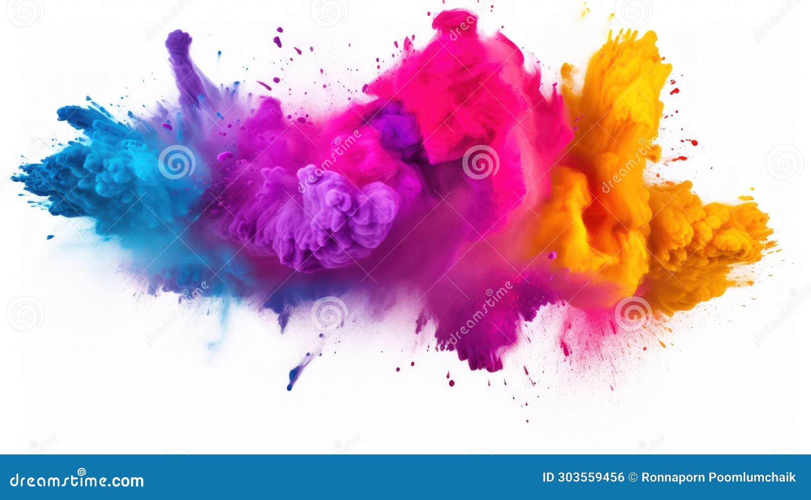 Colored Powder Explosions on a White Background Stock Photo - Image of ...