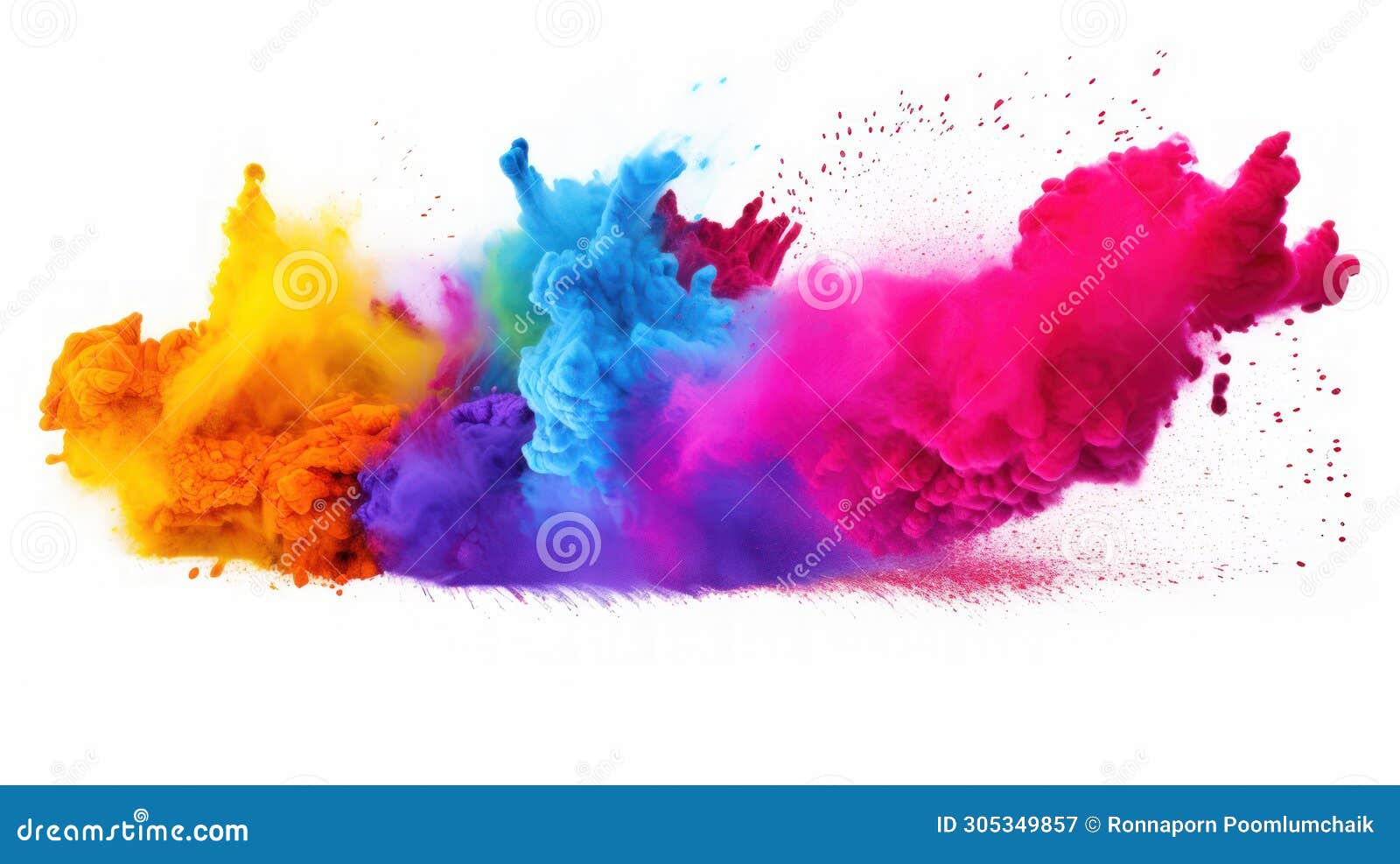 Colored Powder Explosions on a White Background Stock Illustration ...