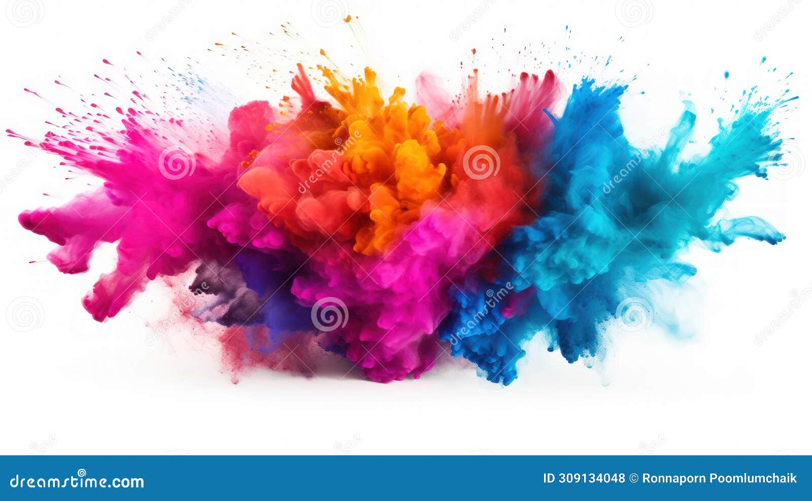 Colored Powder Explosions on a White Background Stock Illustration ...