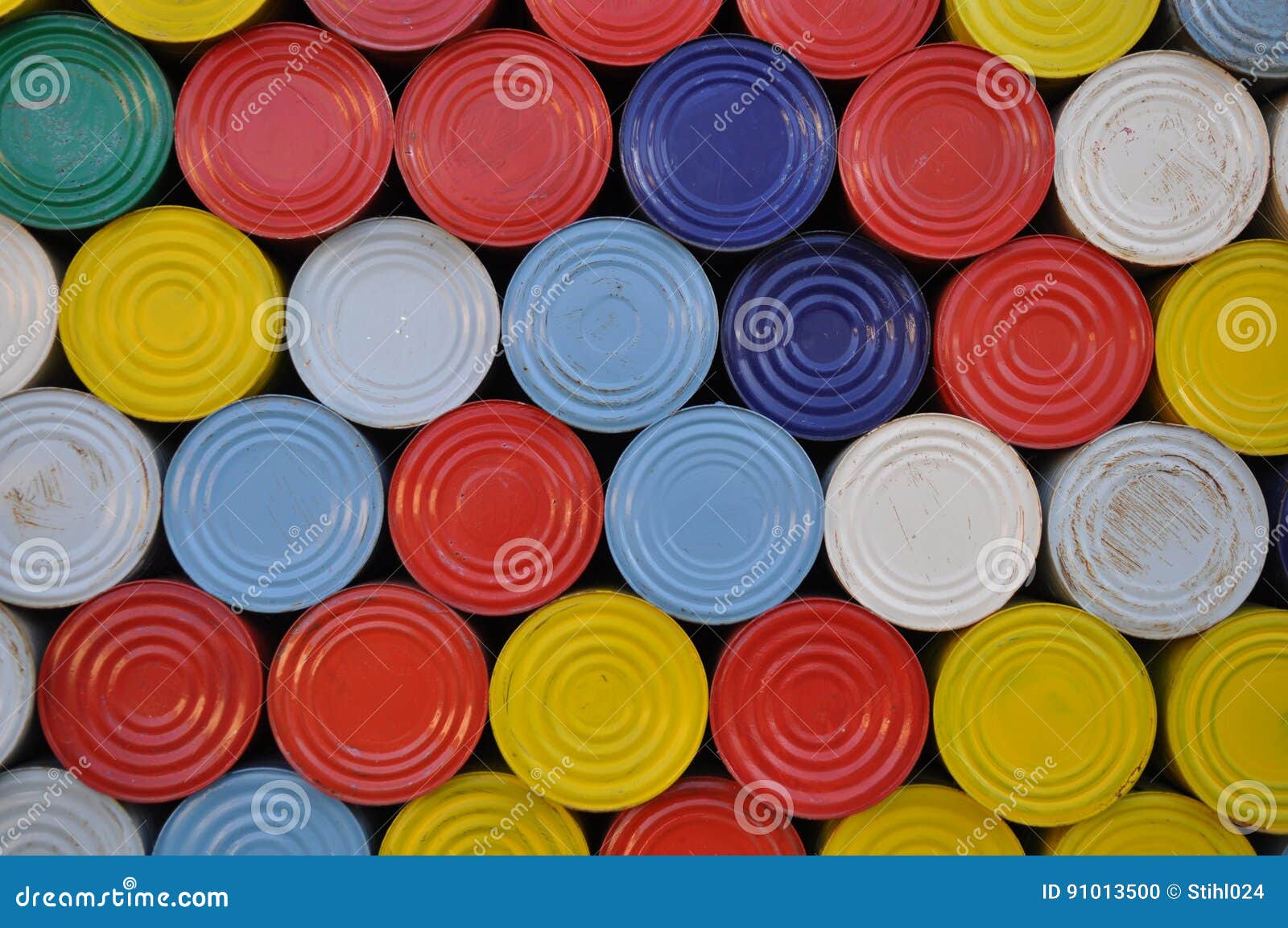 Colored Press-in Lids of Cans Stock Photo - Image of white, texture ...