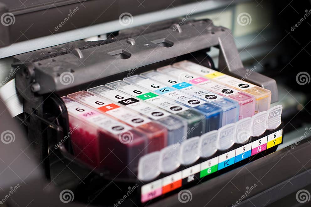 Colored Printer Ink Cartridges Stock Image - Image of eight, detail ...