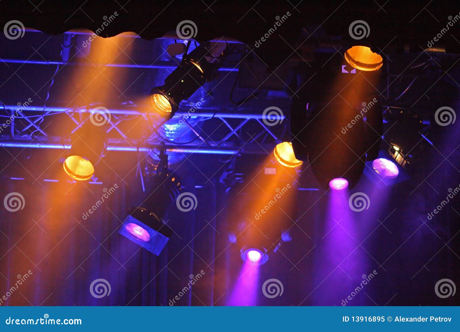 Colored projectors stock image. Image of light, performance - 13916895