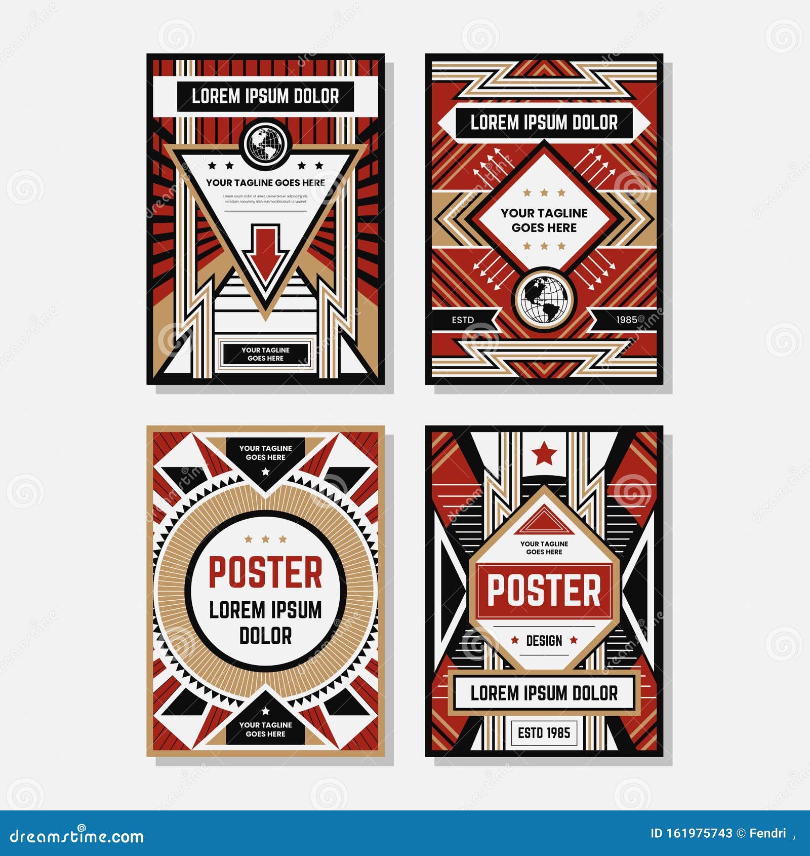 COLORED PROPAGANDA POSTER DESIGN TEMPLATE COLLECTIONS Stock Vector ...