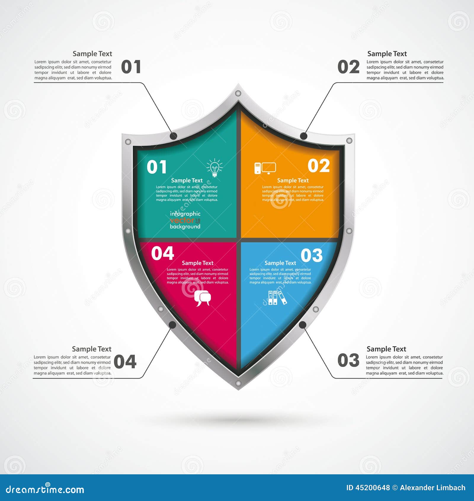 Colored Protection Shield Infographic Stock Vector - Illustration of ...