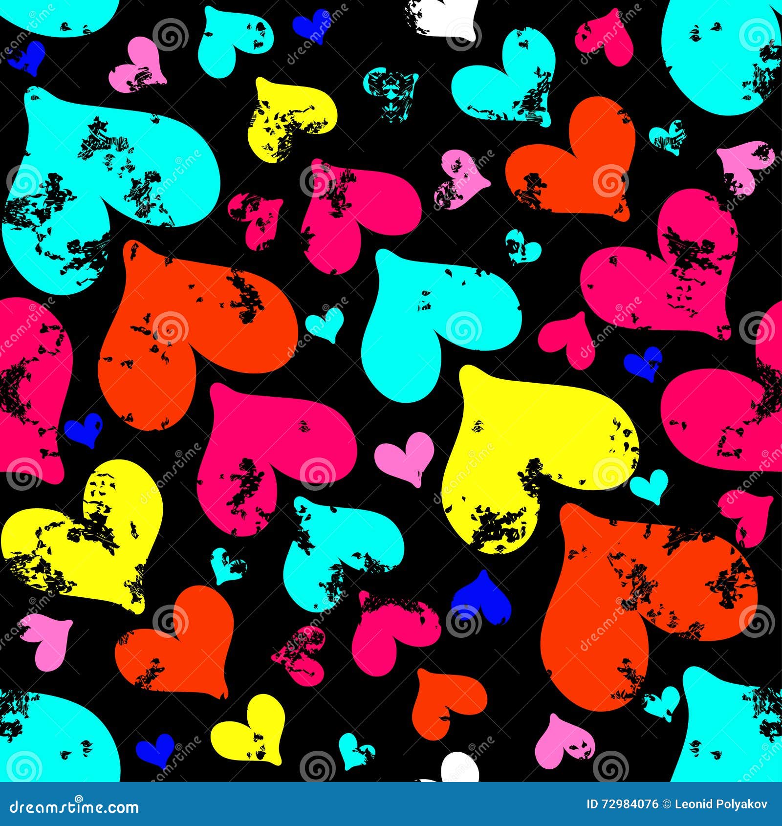 Colored Psychedelic Hearts on Valentine S Day Seamless Pattern Stock Vector - Illustration of ...