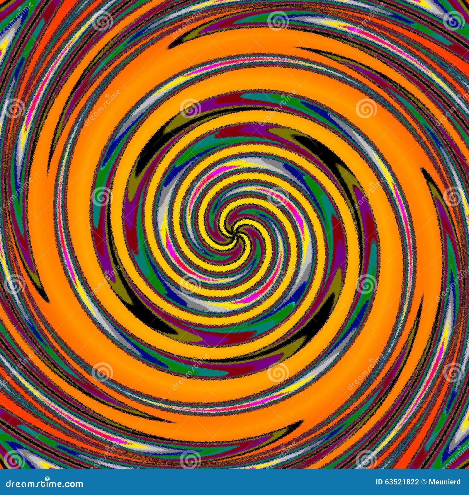 Colored psychedelic spiral stock illustration. Illustration of blue ...
