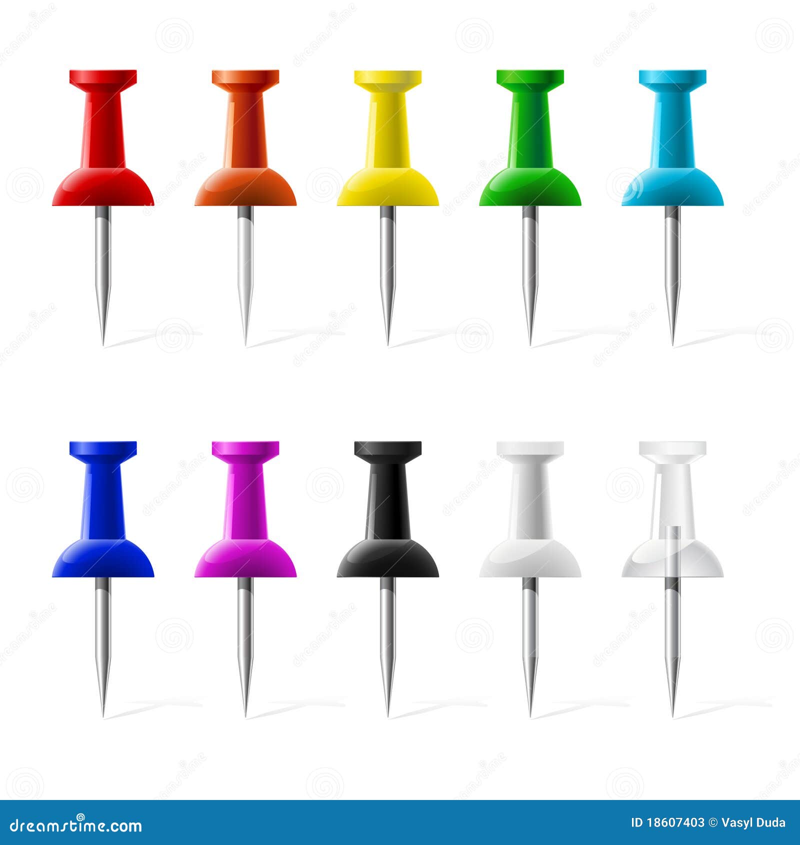Colored push pins stock vector. Illustration of office - 18607403
