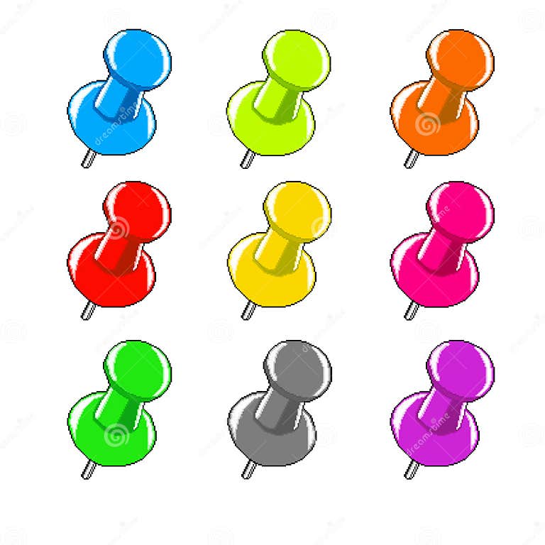 Colored Pushpin Pixel Art Inspiration Stock Illustration - Illustration ...