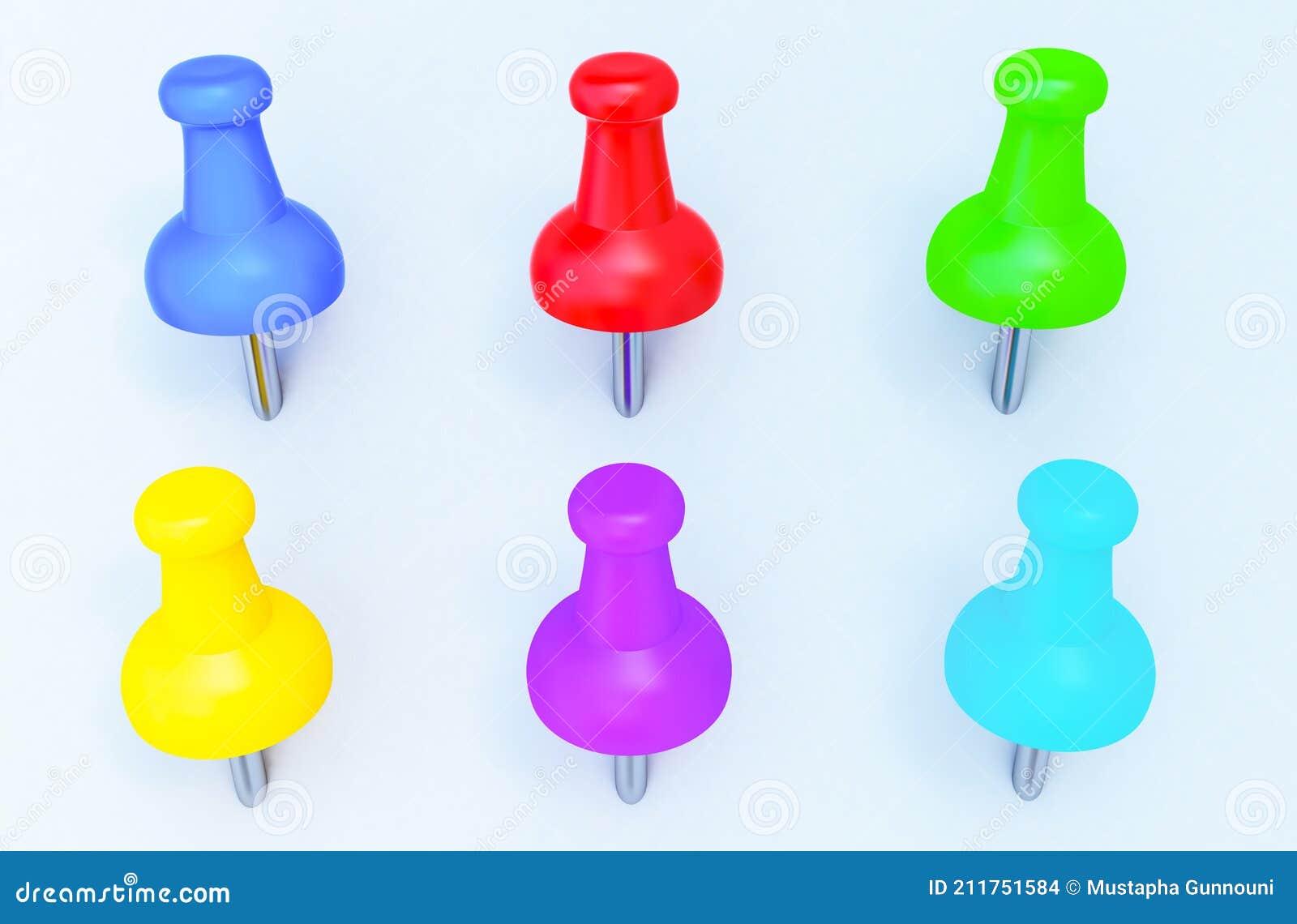 Colored Pushpin, Realistic 3d Push Pins Pinned in Different Angles ...