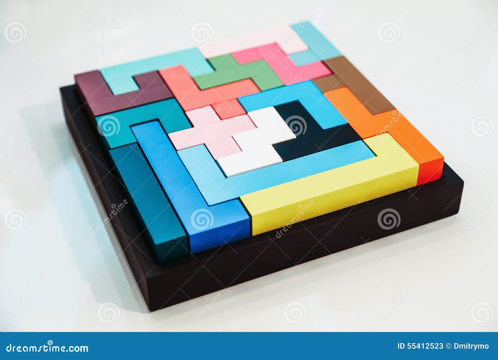 Colored Puzzle in Black Box Stock Image - Image of design, element ...