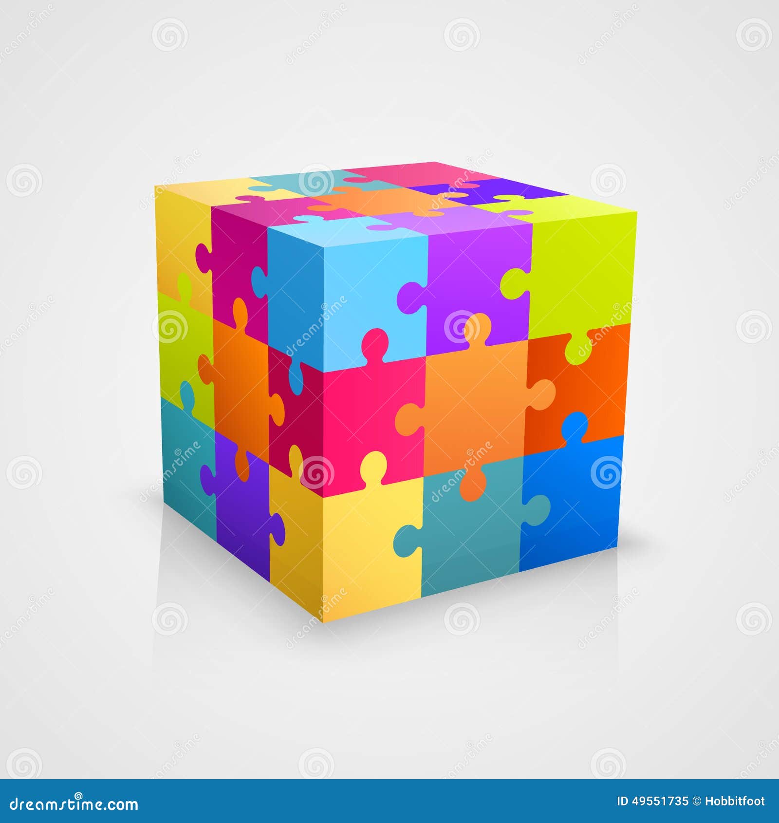 Colored Puzzle Cube. Vector Illustration Stock Vector - Illustration of ...