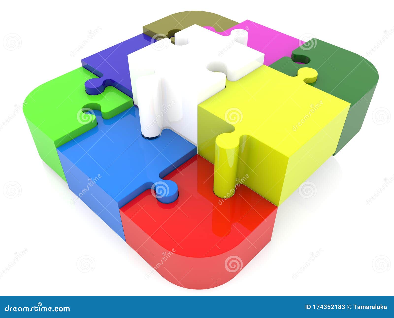 Colored Puzzle Pieces in the Form of Steps on White Stock Illustration ...