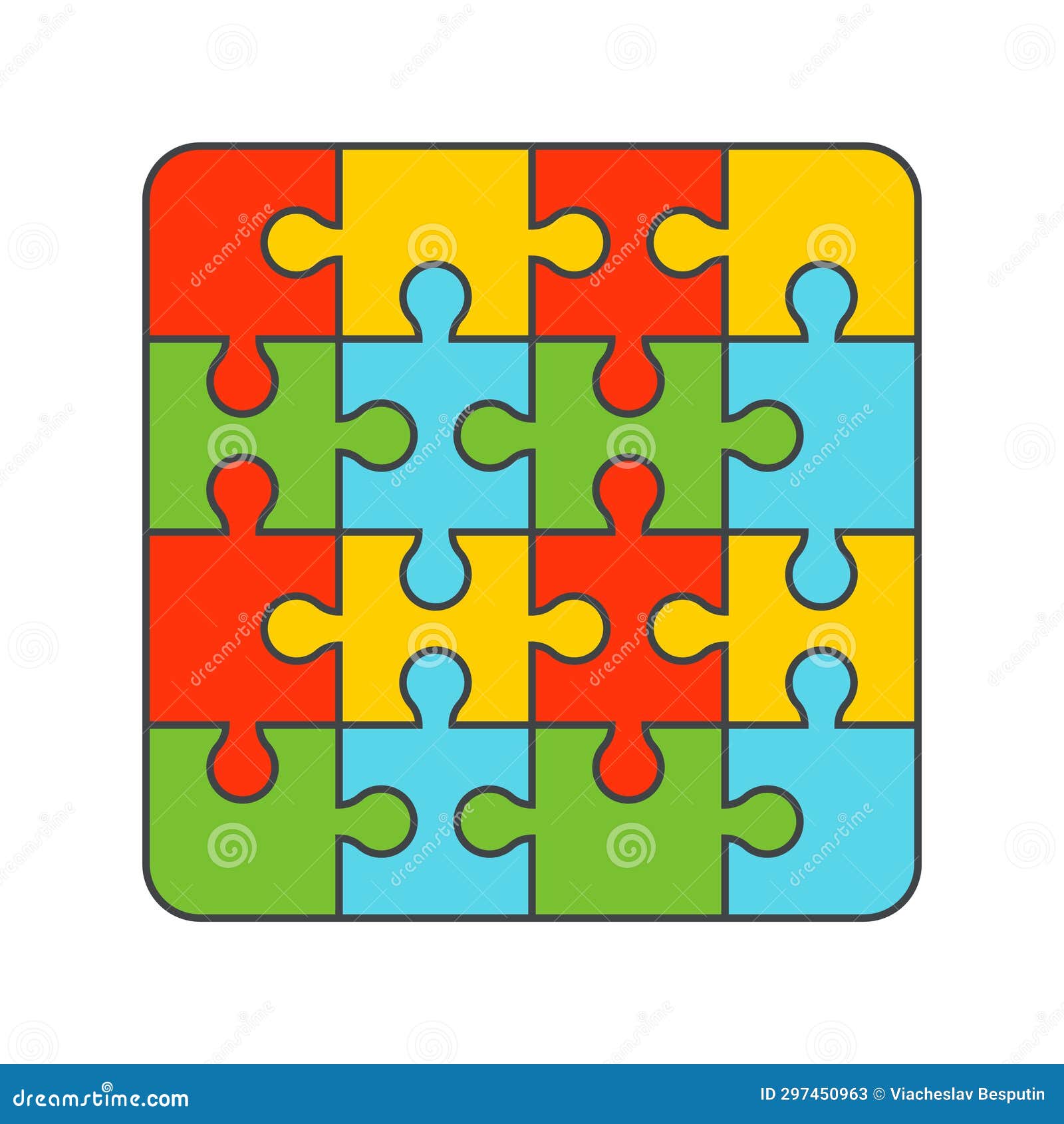 Colored puzzle square. stock illustration. Illustration of flat - 297450963