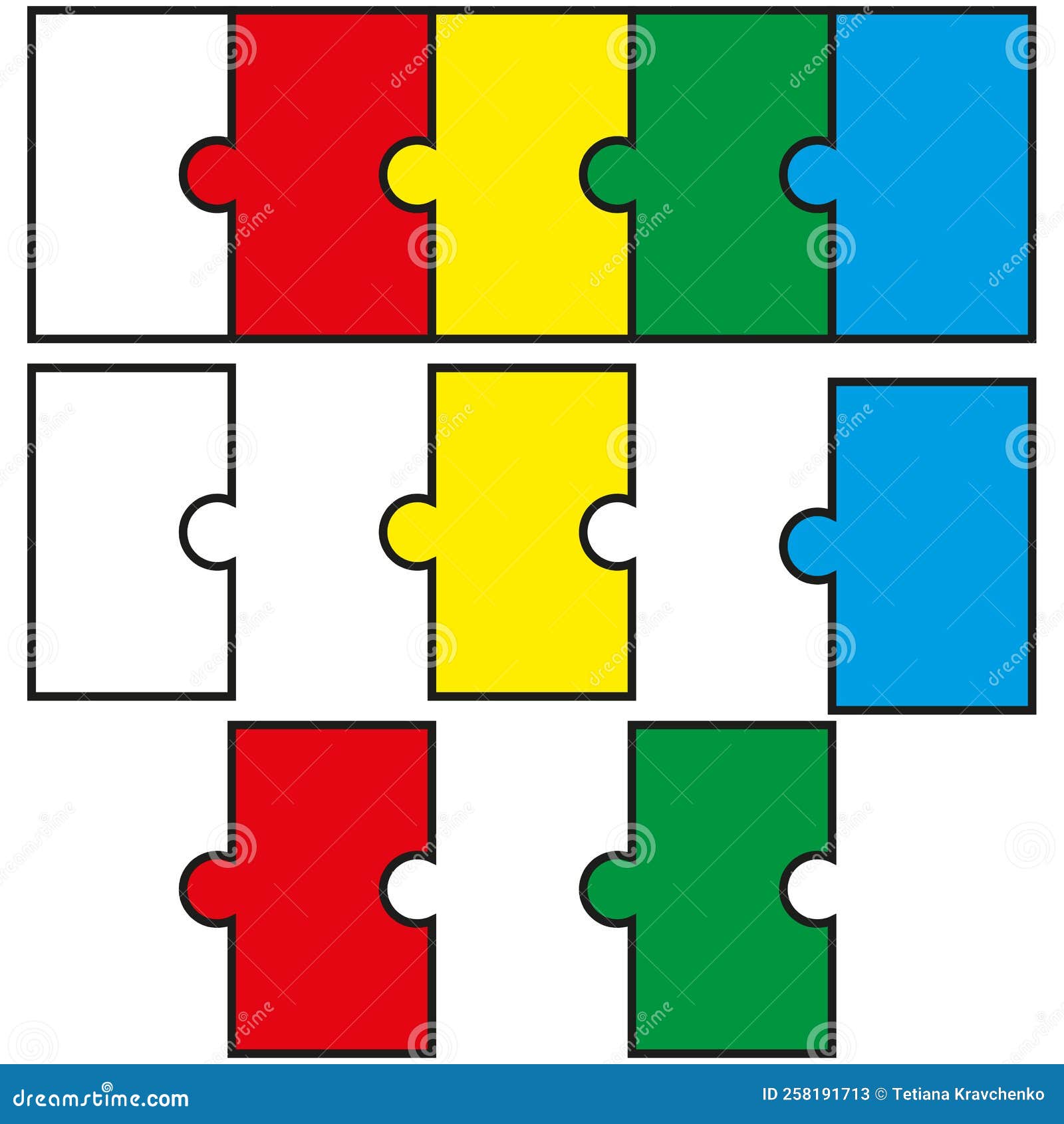 Colored Puzzles. Layout Square. Jigsaw Puzzle. Vector Illustration ...