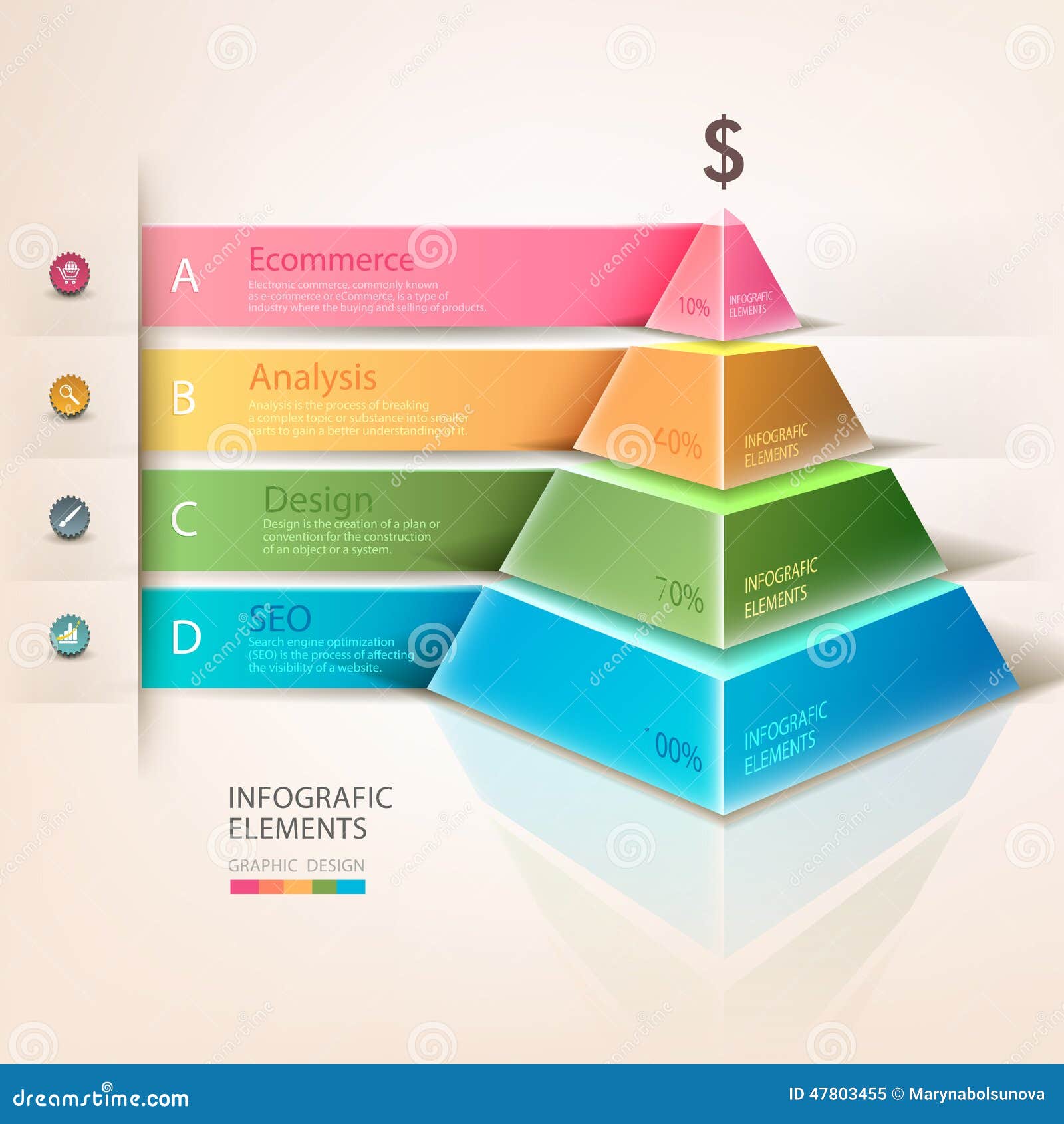 Colored Pyramid Info Graphics Stock Vector - Illustration of ...