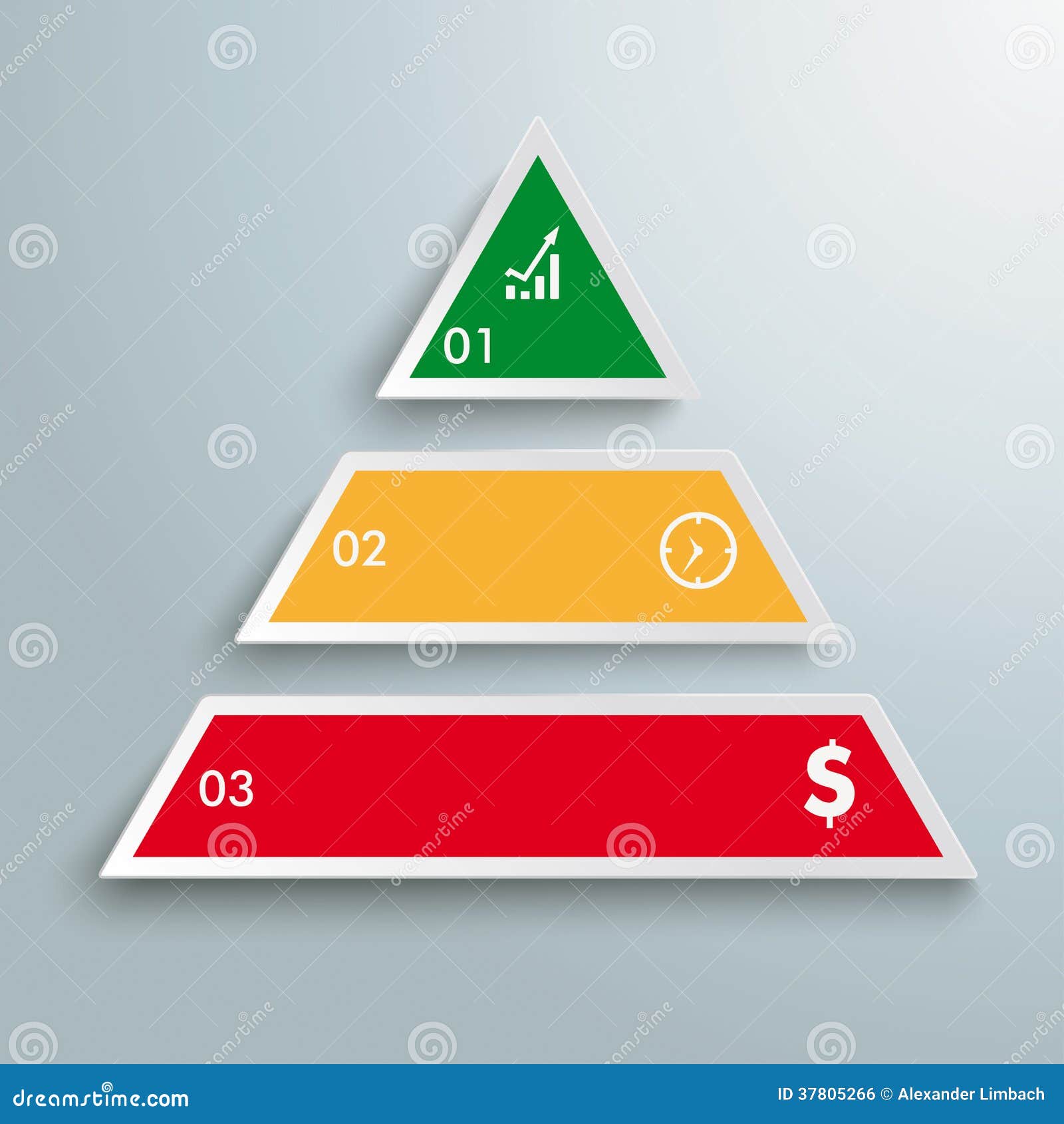 Colored Pyramide 3 Pieces Infographic PiAd Stock Illustration ...