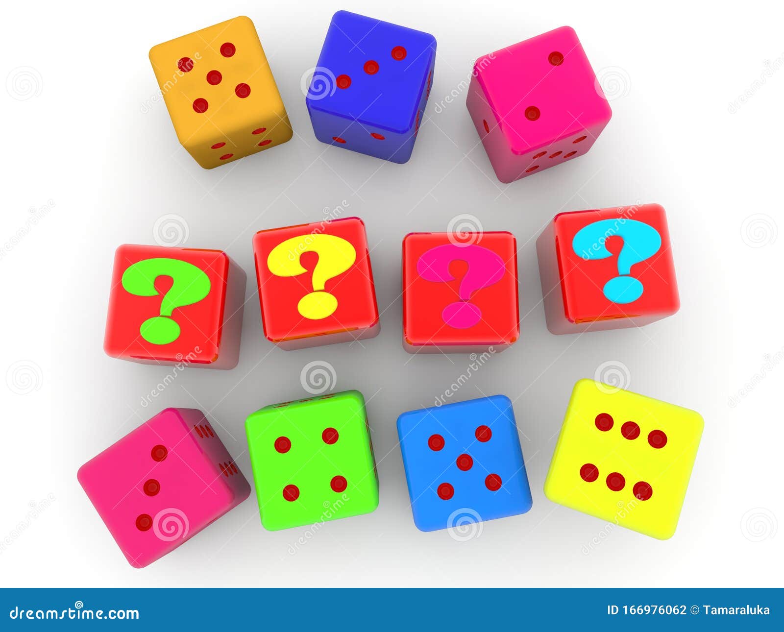 Colored Question Marks on Red Toy Blocks between Dice Stock ...