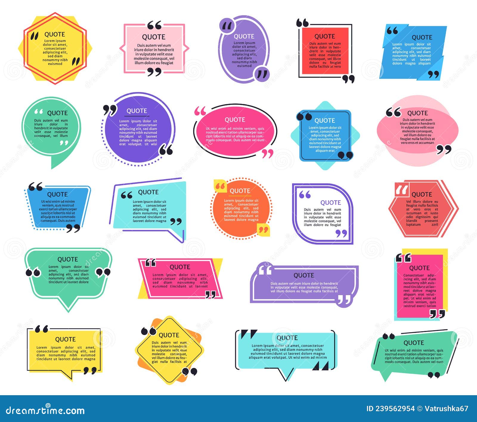 Colored Quote Frames for Text Phrase Message and Quote Stock Vector ...