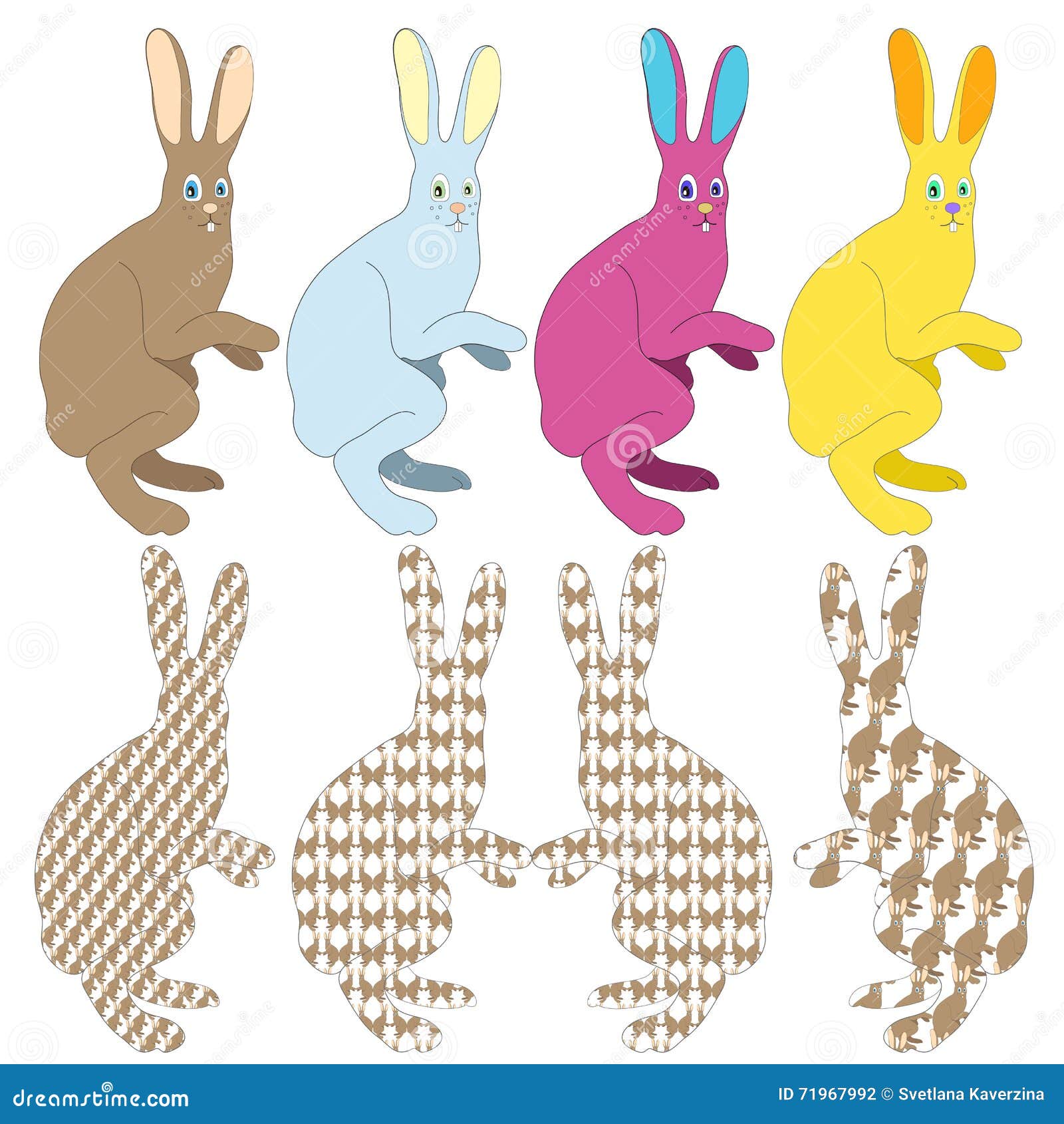 Colored rabbits stock vector. Illustration of wallpaper - 71967992