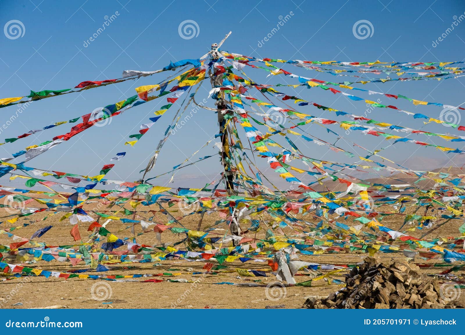 Colored Rags on Rope in Tibet. Rituals and Beliefs Stock Image - Image ...