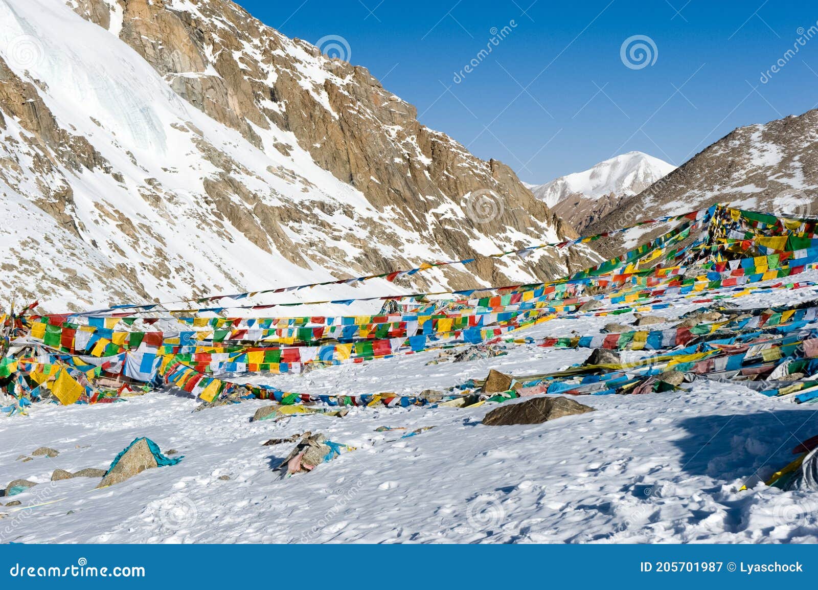 Colored Rags on Rope in Tibet. Rituals and Beliefs Stock Image - Image ...