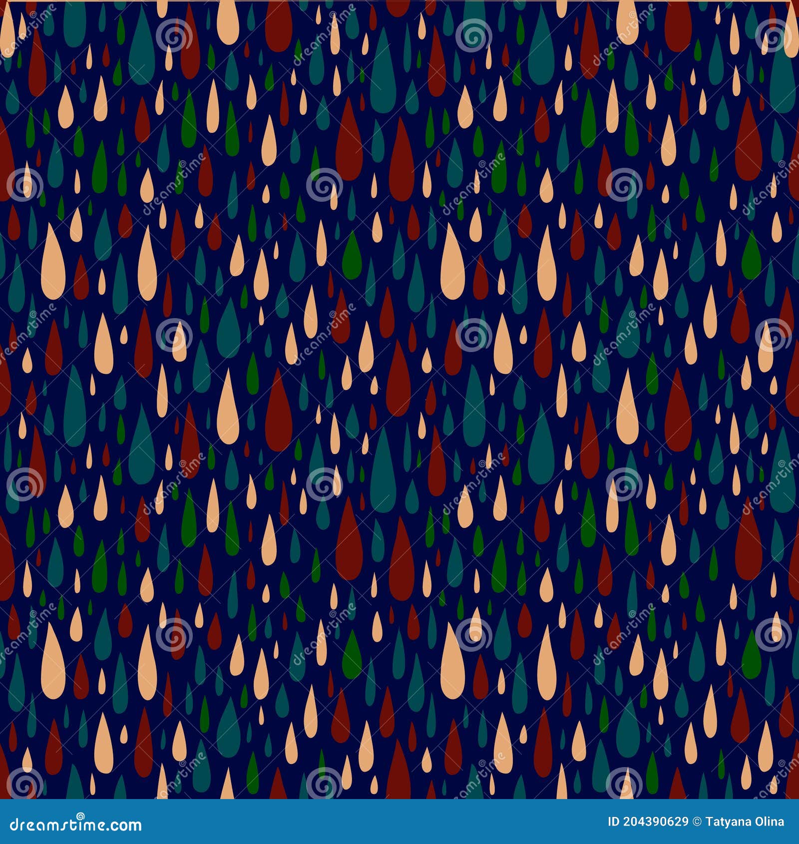 Colored Raindrops on a Blue Background Pattern Stock Vector ...
