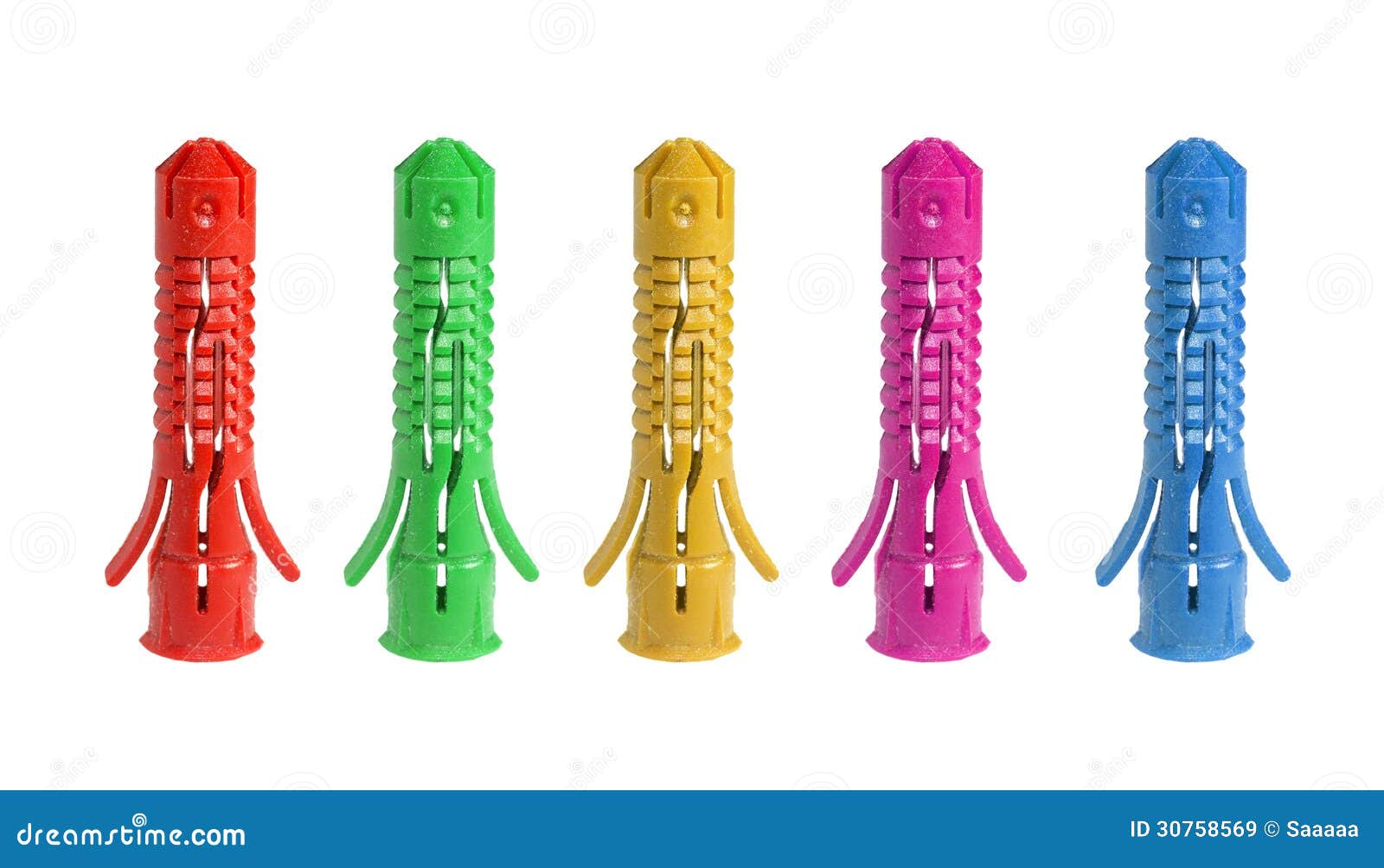 Colored rawl plugs stock image. Image of equipment, plug - 30758569