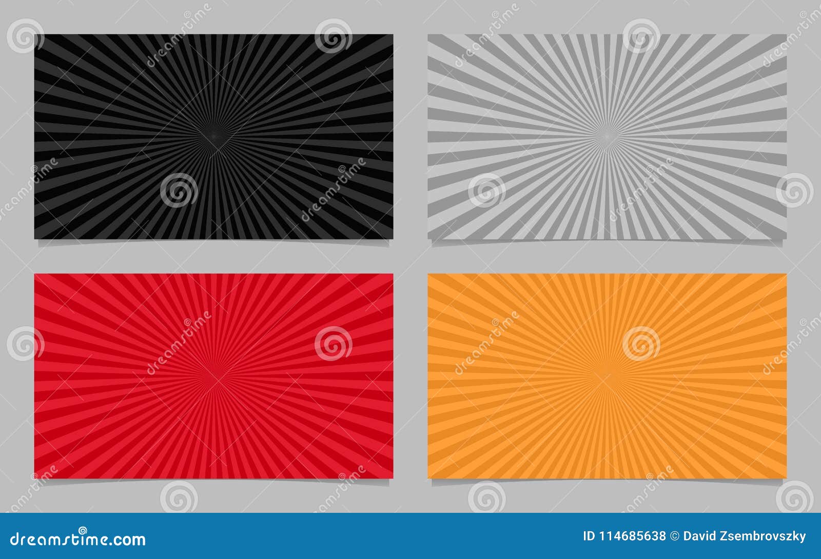 Colored Ray Burst Card Background Template Set Stock Vector ...