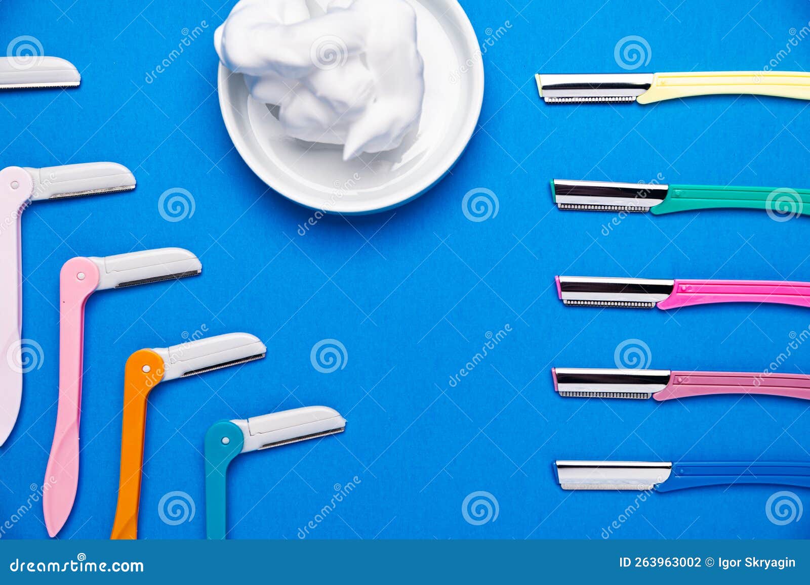 Colored Razor Shavers, on a Blue Background. Image of Beautiful ...