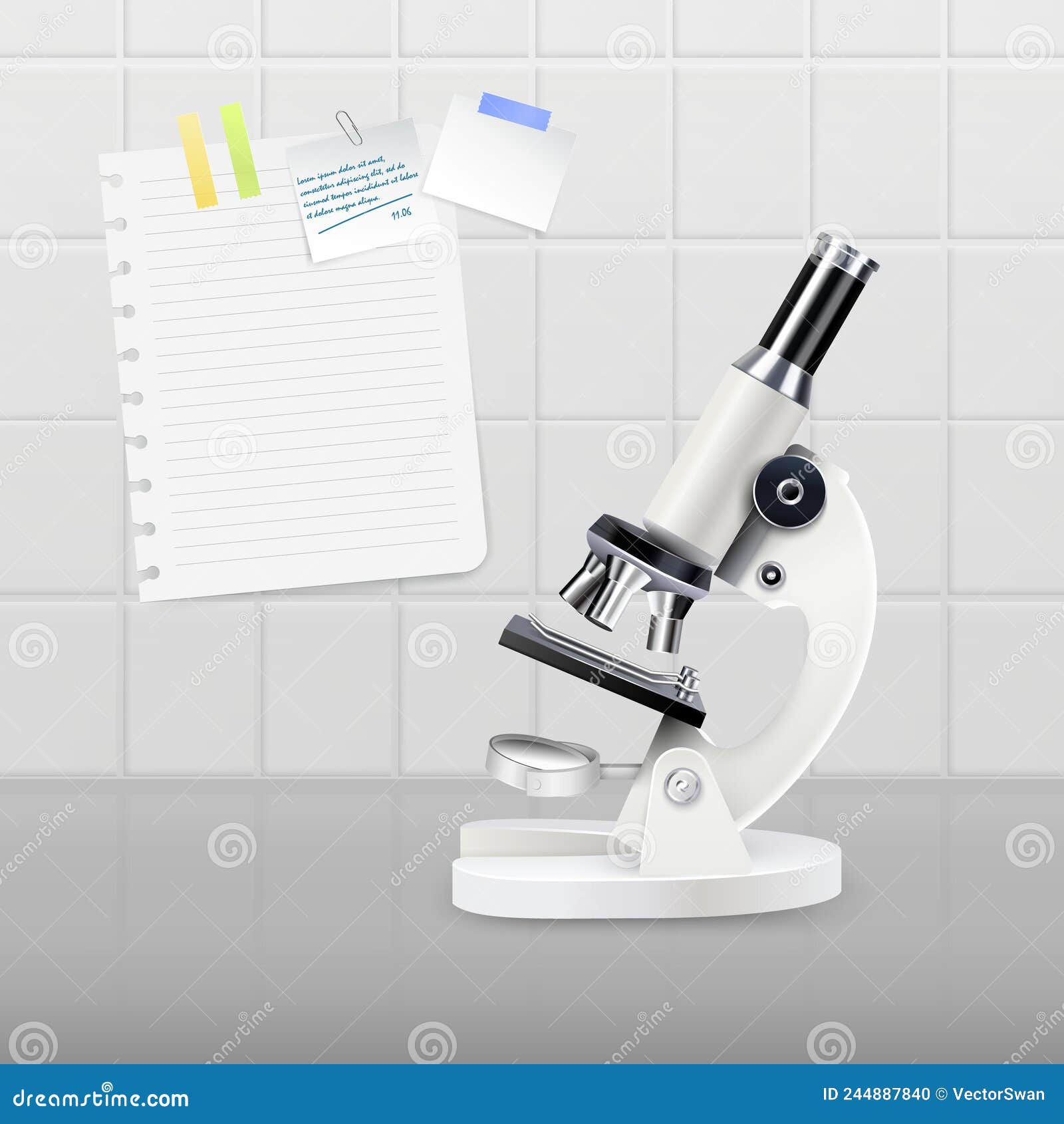 Realistic Microscope Parts Infographic Presentation Chart Vector ...