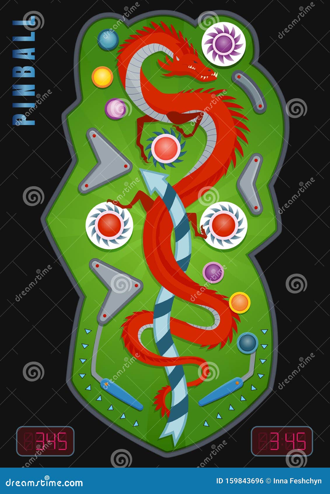 Realistic 3d Pinball Composition Cartoon Vector | CartoonDealer.com ...