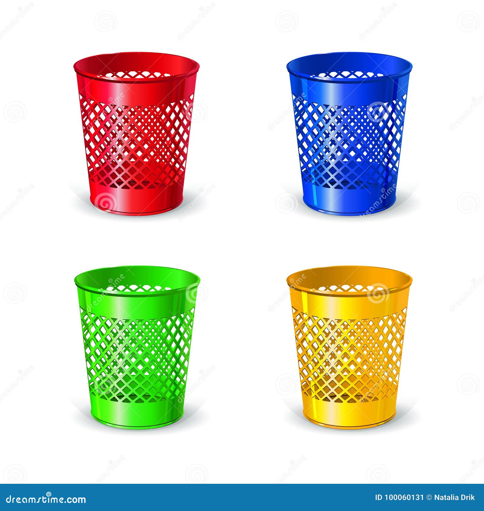 Colored Realistic Plastic Office Waste Pads for Paper Stock Vector ...