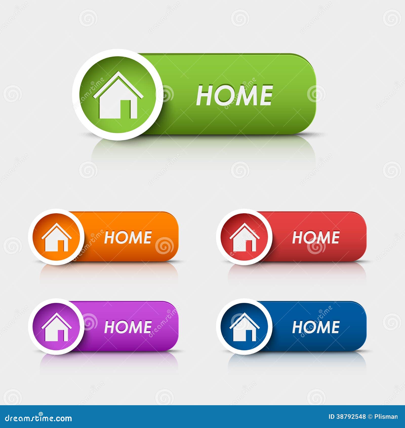 Colored Rectangular Web Buttons Home Stock Vector - Illustration of ...