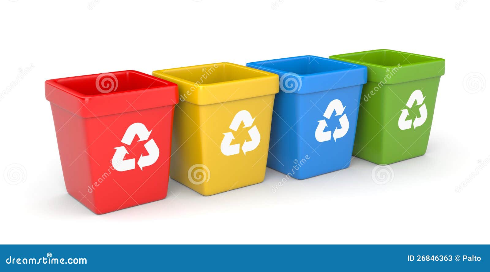 Colored recycling bins stock illustration. Illustration of reuse - 26846363