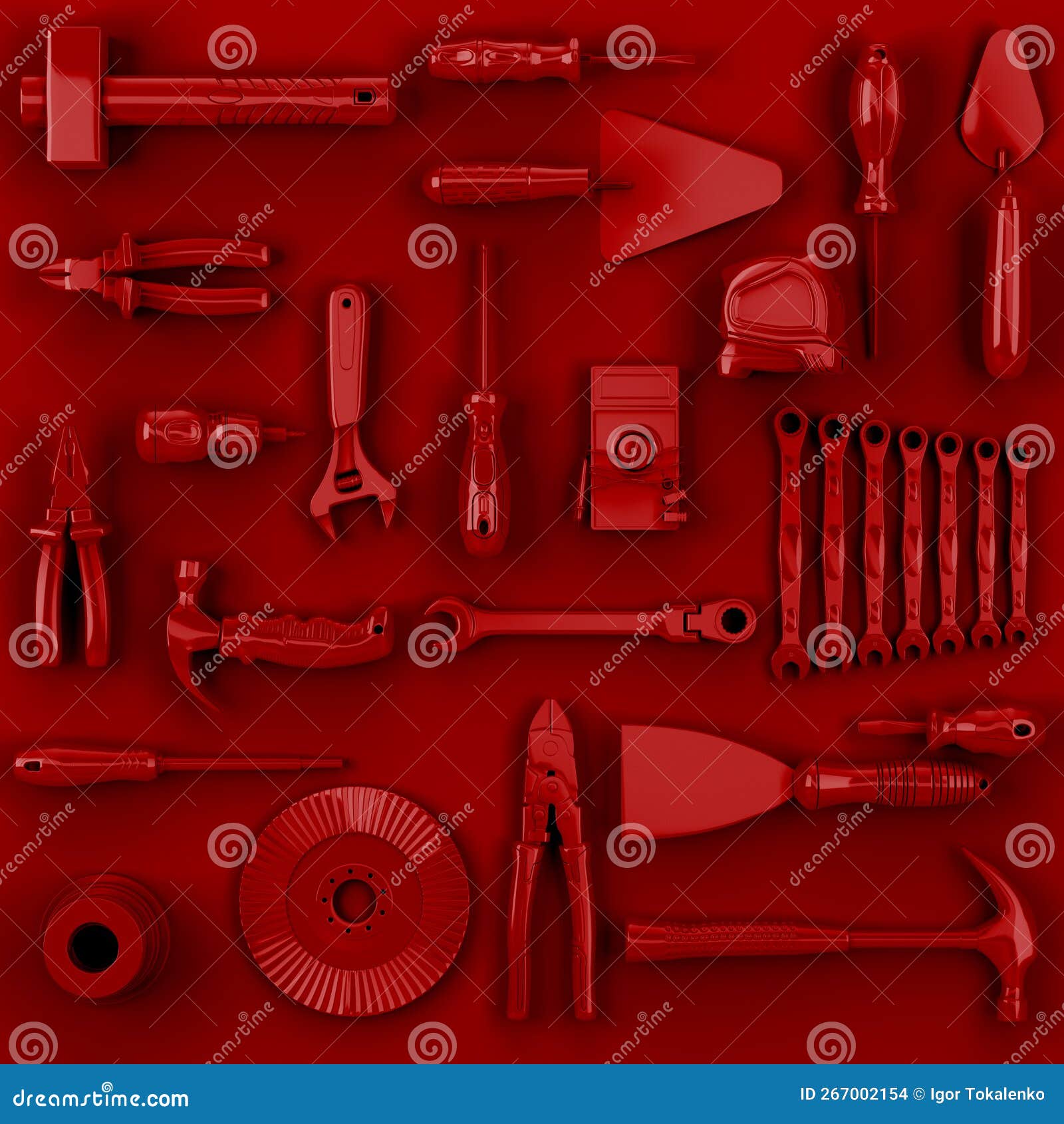Colored Red Tools Set Background Concept of Repair Tools Warehouse ...