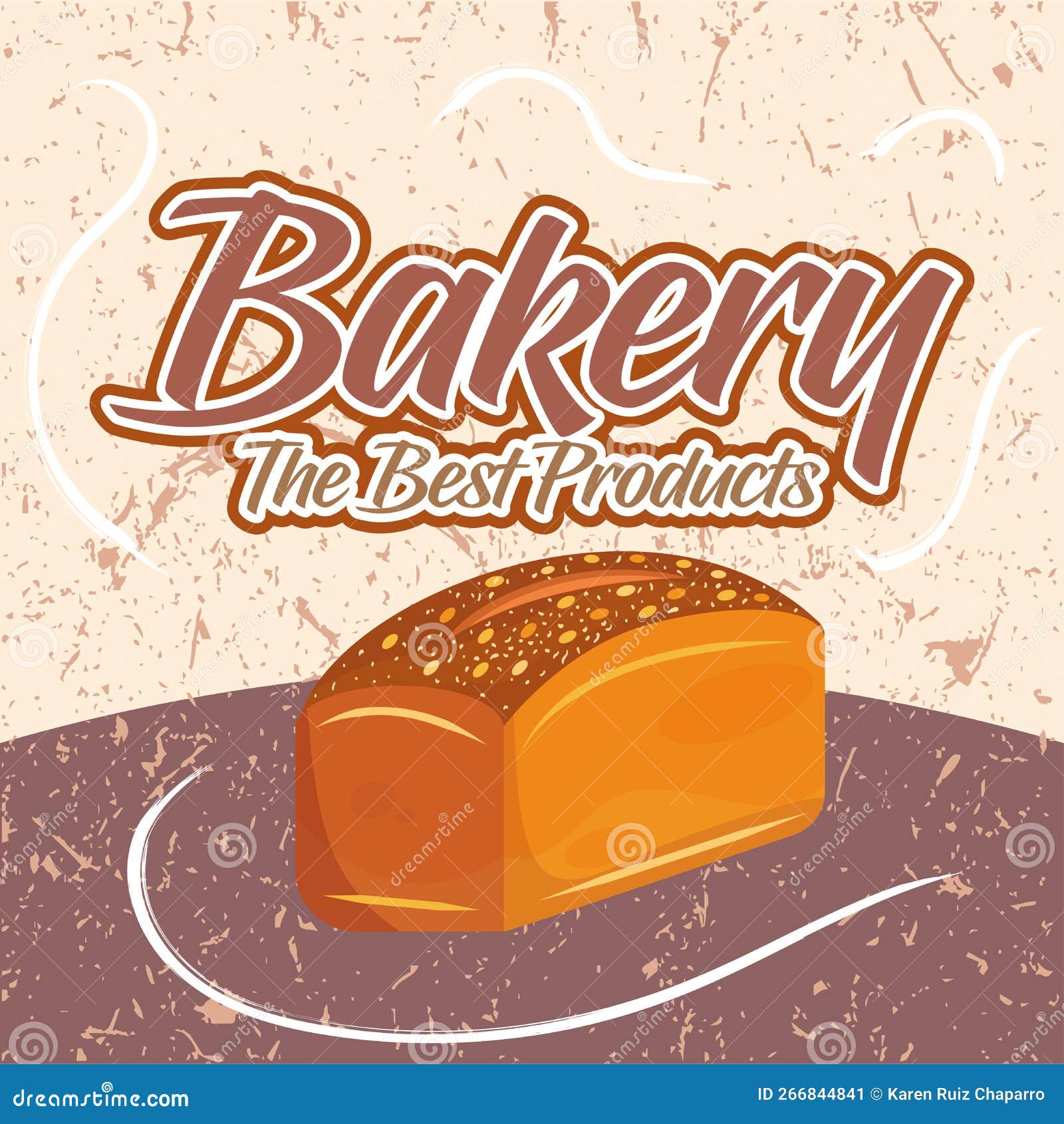 Colored Retro Bakery Shop Poster with Bread Vector Stock Vector ...