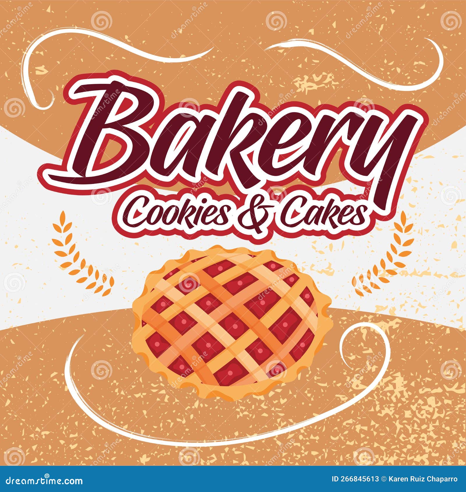 Colored Retro Bakery Shop Poster with Pie Vector Stock Vector ...