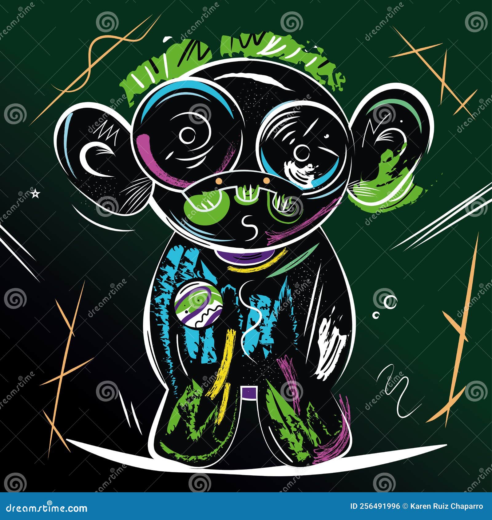 Colored Retro Monkey Monster Grafitti Style Vector Stock Vector ...