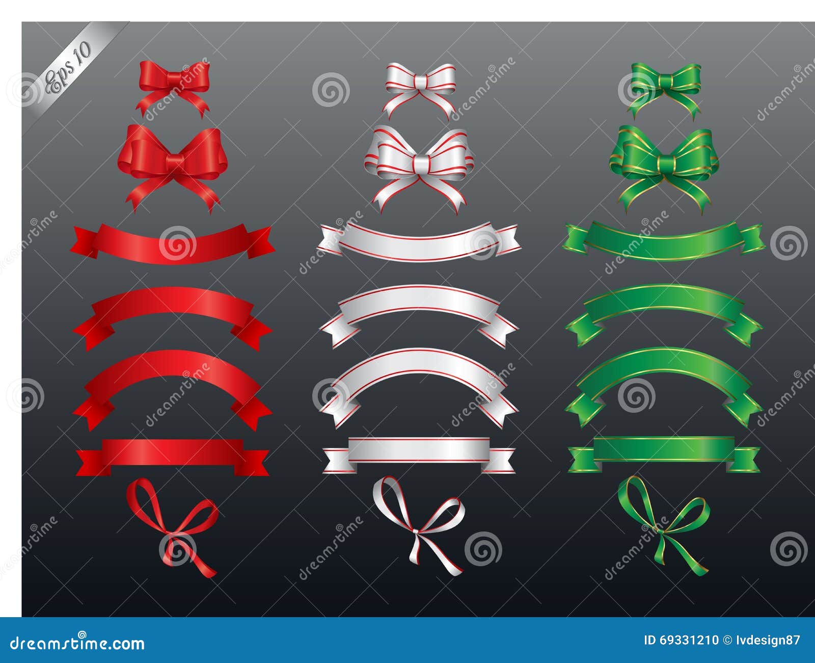Colored Ribbon and Bow or Banners for Your Text Stock Vector ...