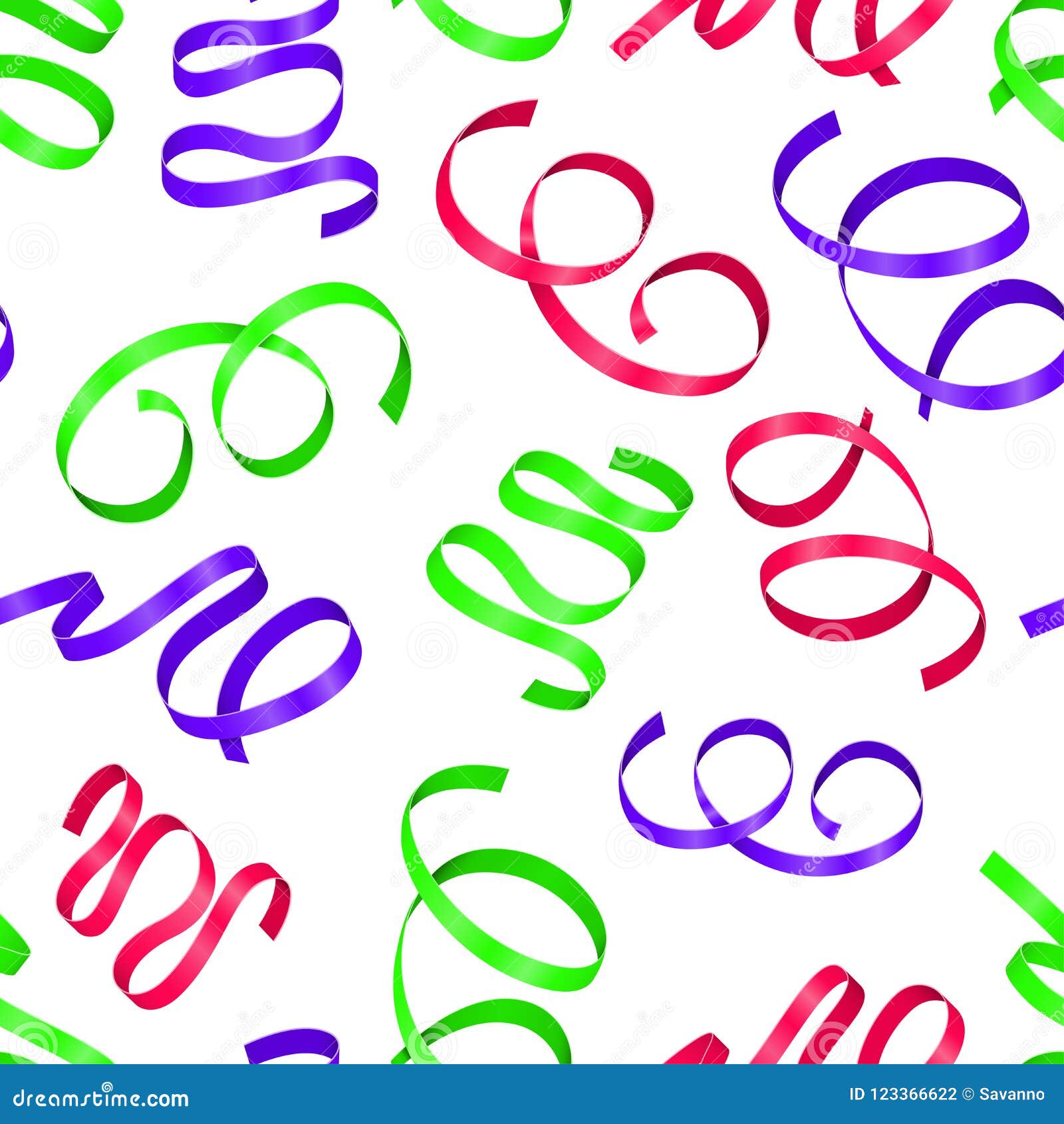 Colored Ribbon Streamers. Seamless Pattern Stock Vector - Illustration ...