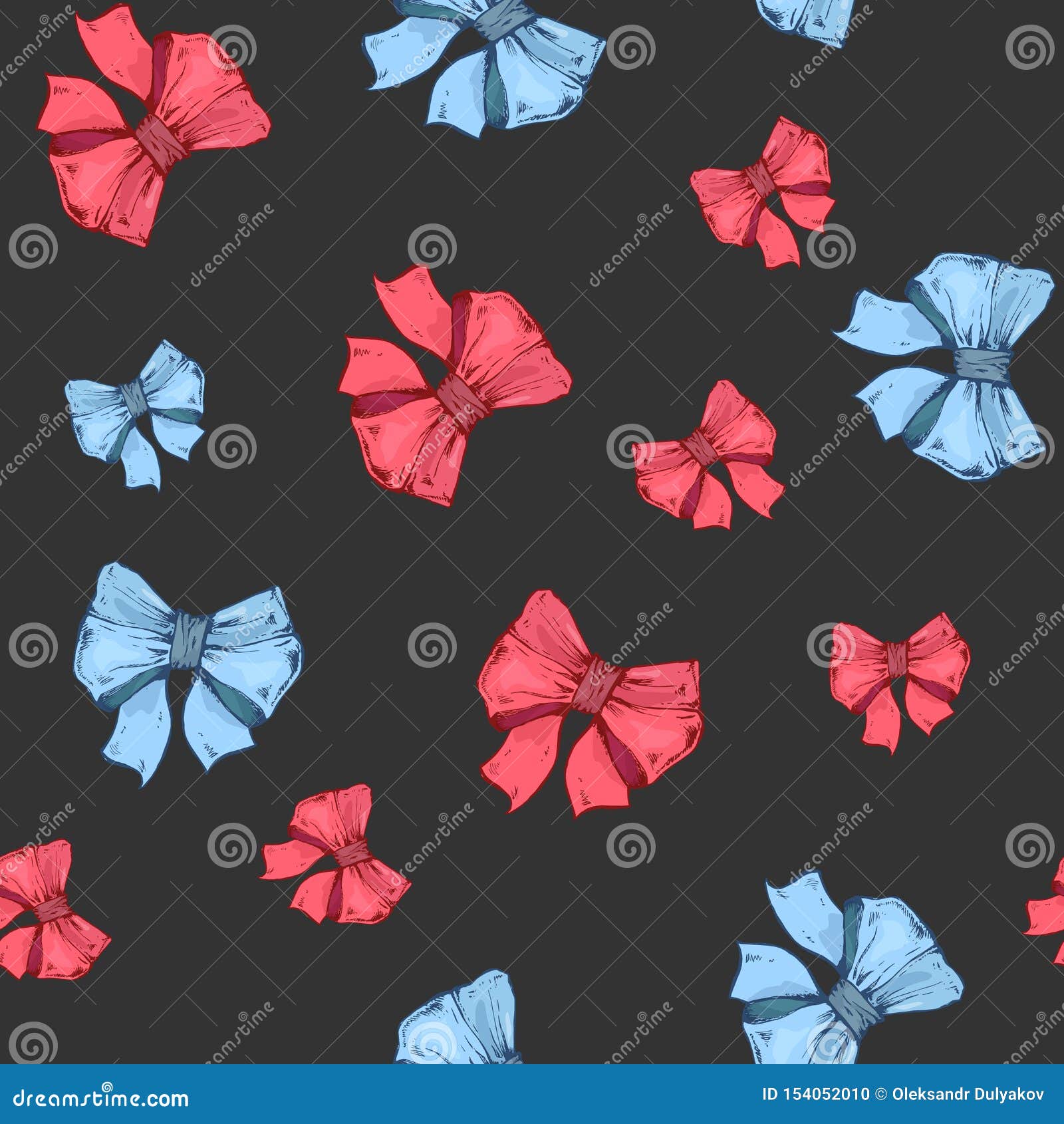Colored Ribbons on a Black Background Seamless Pattern. Pink Collection ...
