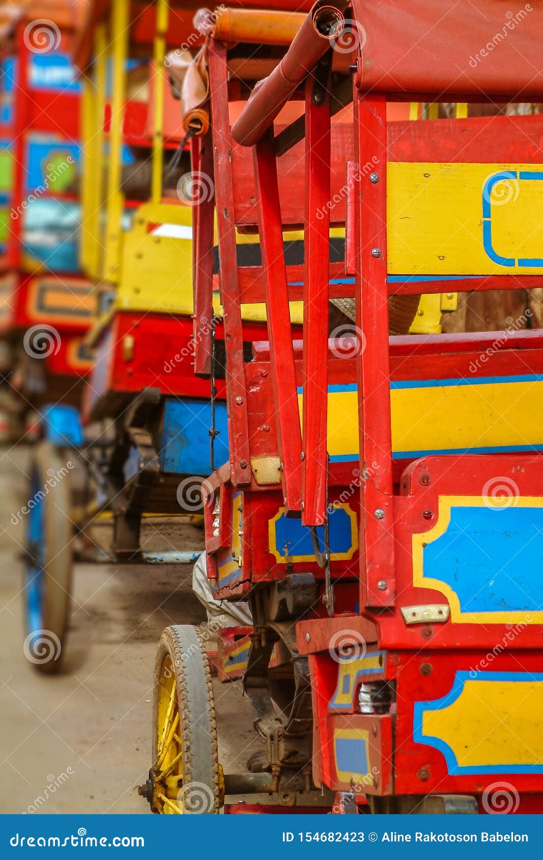Colored rickshaws stock image. Image of focus, journey - 154682423