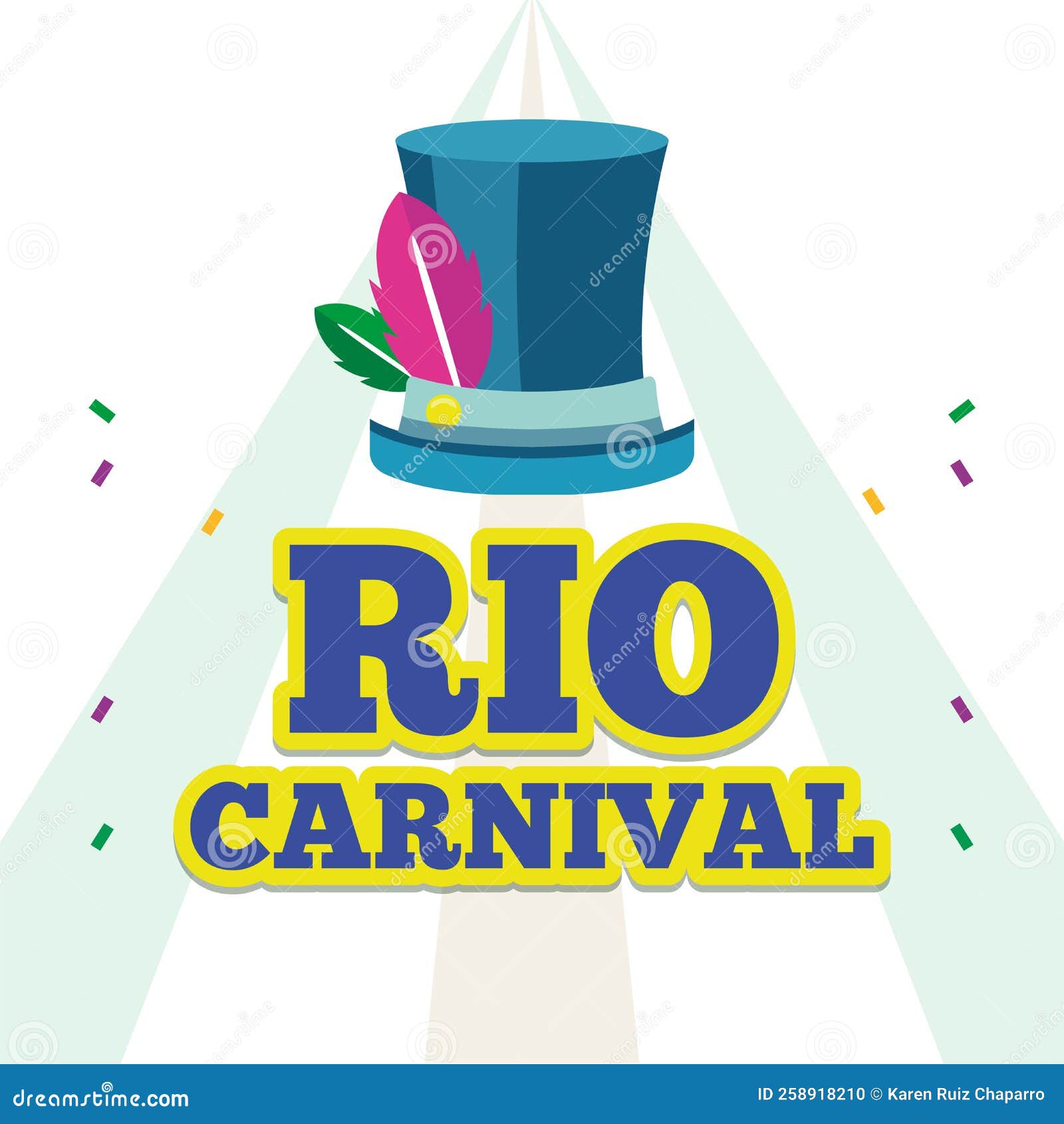 Colored Rio De Janeiro Carnival Poster with Hat and Feathers Vector ...