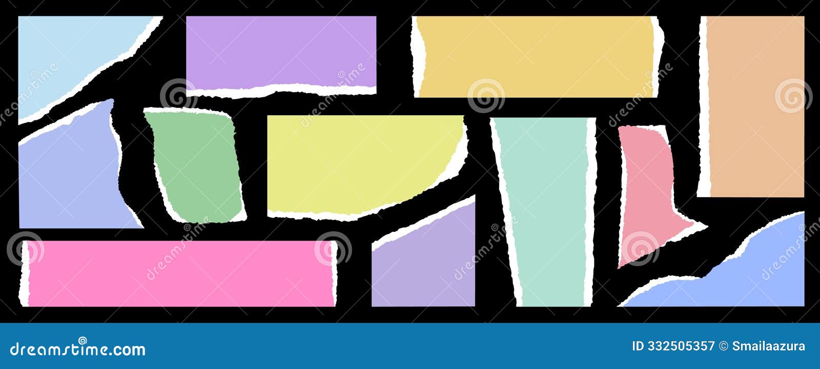 Colored Ripped Lined Paper Strips Collection. Realistic Paper Scraps ...