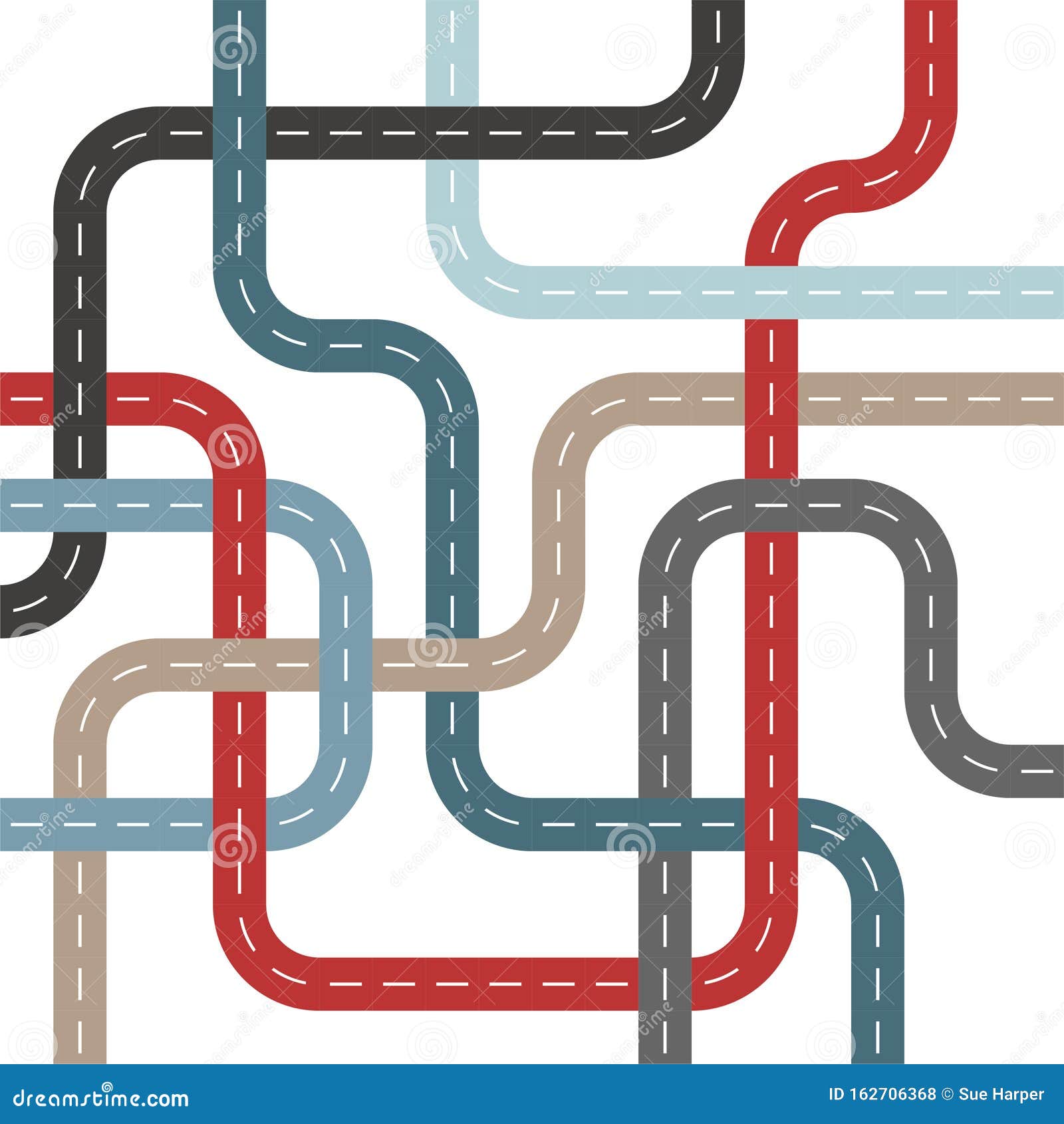 Colored Roads and Streets with Intersections Threaded Weave Pattern ...
