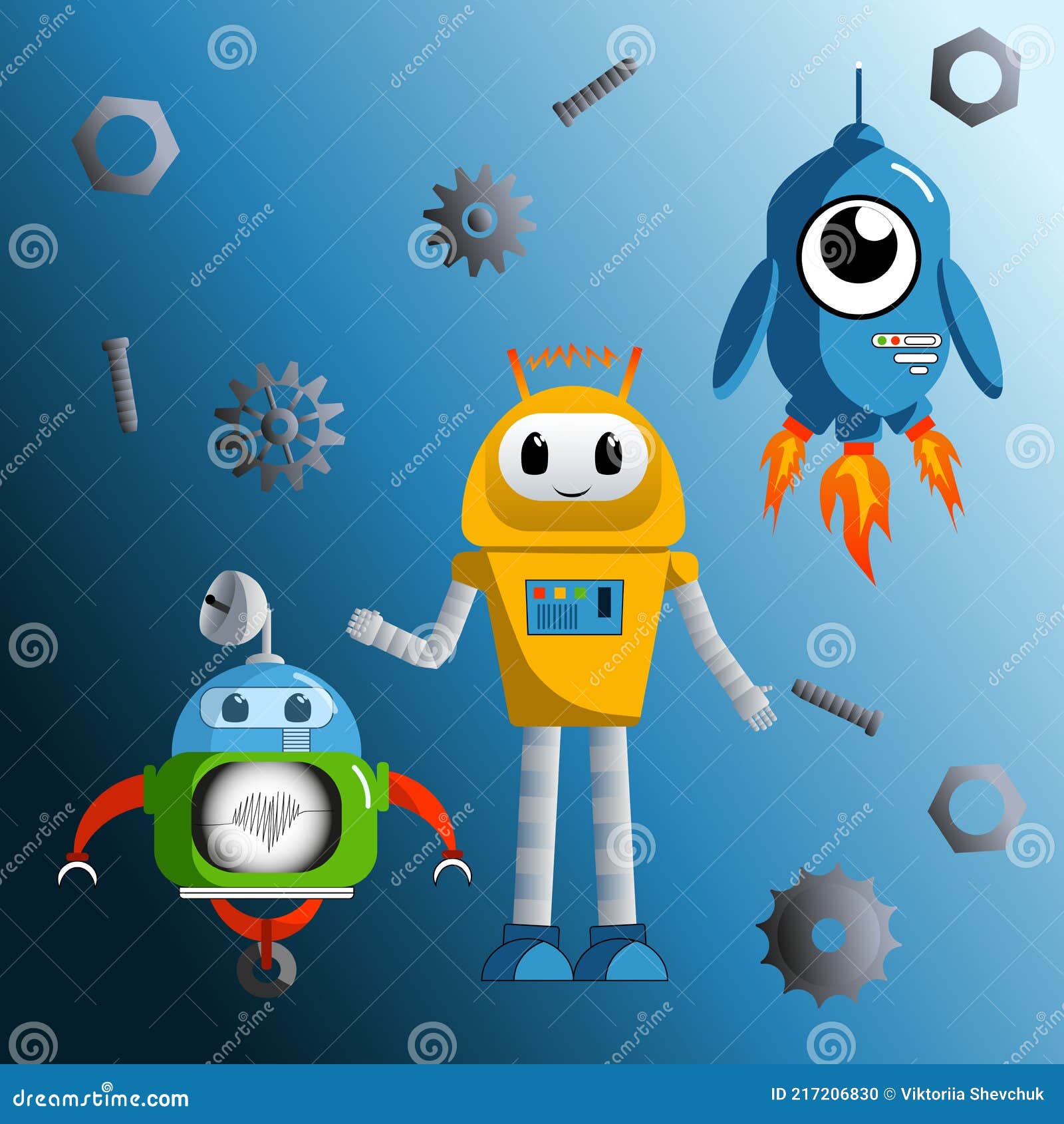 Vector Robotics As Finger Puppets. Cut And Glue Activity For Preschool ...