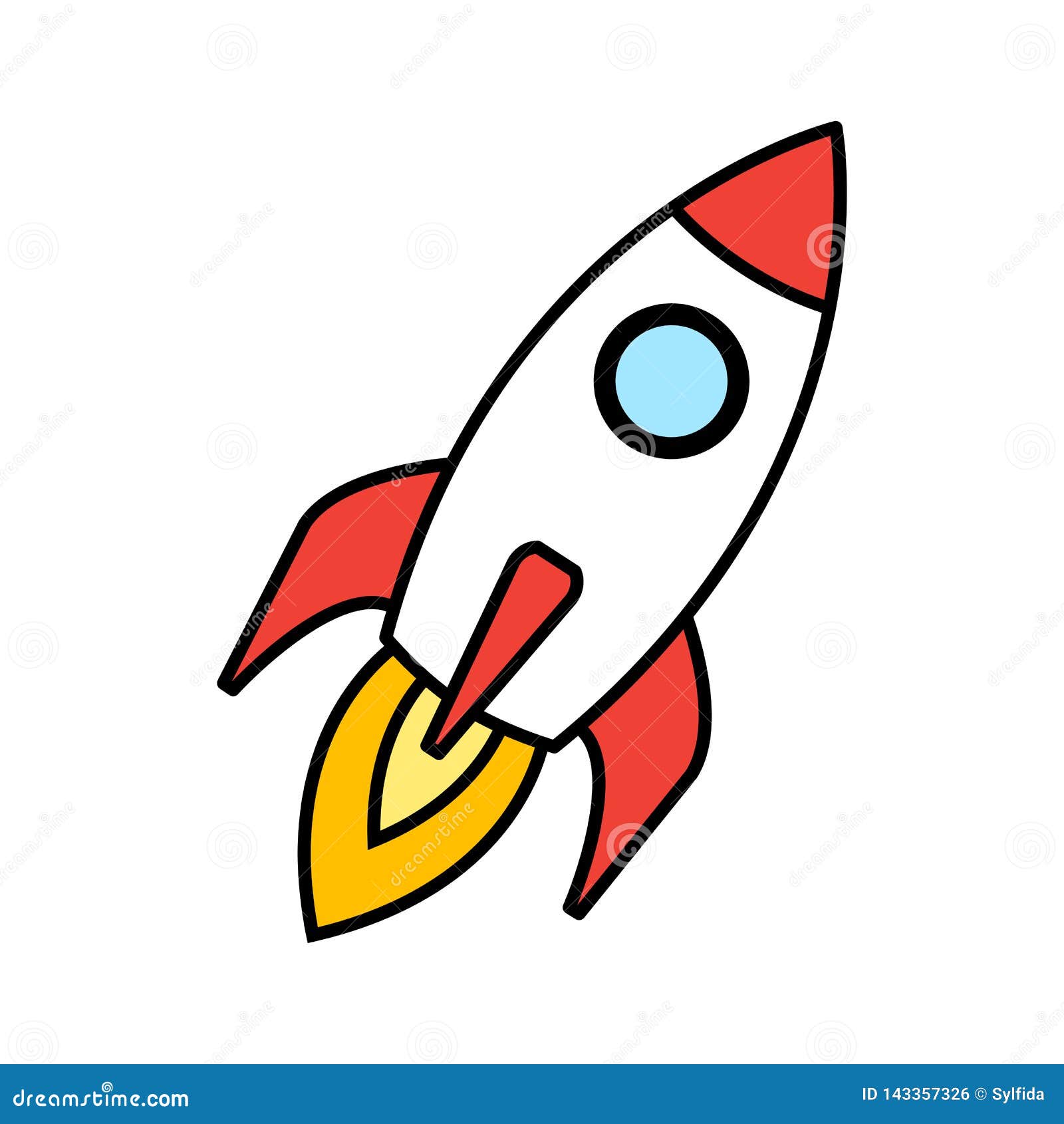Colored Rocket Icon. Vector Illustration Stock Illustration ...