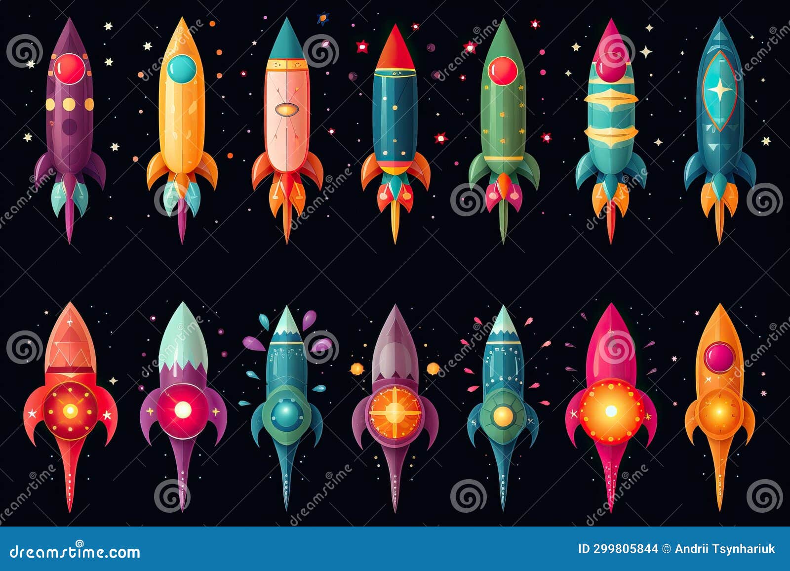 Colored Rockets for Launching Fireworks. a Set of Pyrotechnic Rockets ...