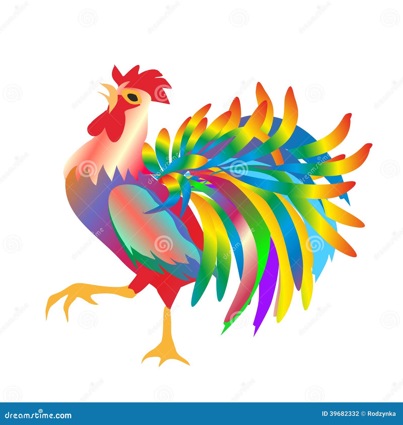 Colored rooster stock illustration. Illustration of animal - 39682332